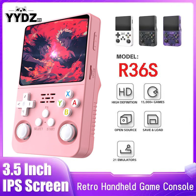 Jual Open Source R36S Retro Handheld Video Game Console Linux System 3.5 Inch IPS Screen ...