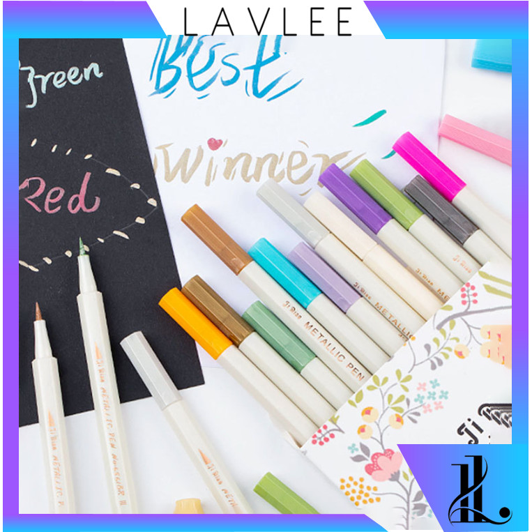 Jual LAVLEE - S6219 Spidol Warna Pena Aesthetic / Pena Kuas Metalik ...