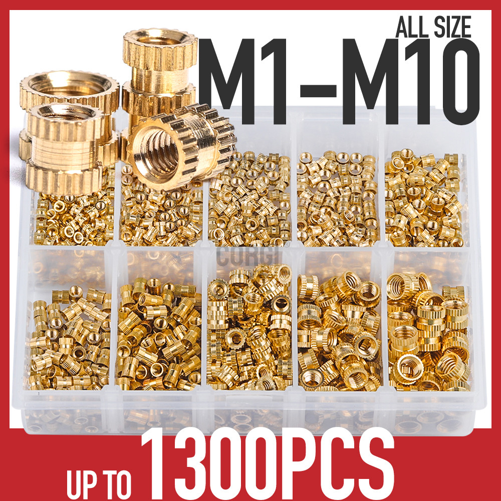 Jual Threaded Inserts Brass Heat Set Insert Kit up to 1300 M1 M2 M2.5 ...