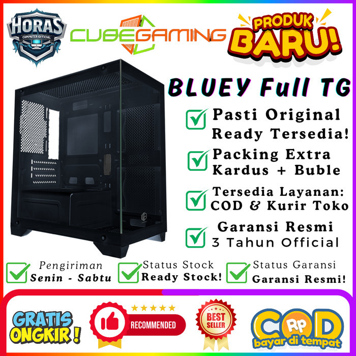 Jual CUBE GAMING BLUEY Full TG Black USB 3.0 Micro ATX - No FAN | Shopee Indonesia