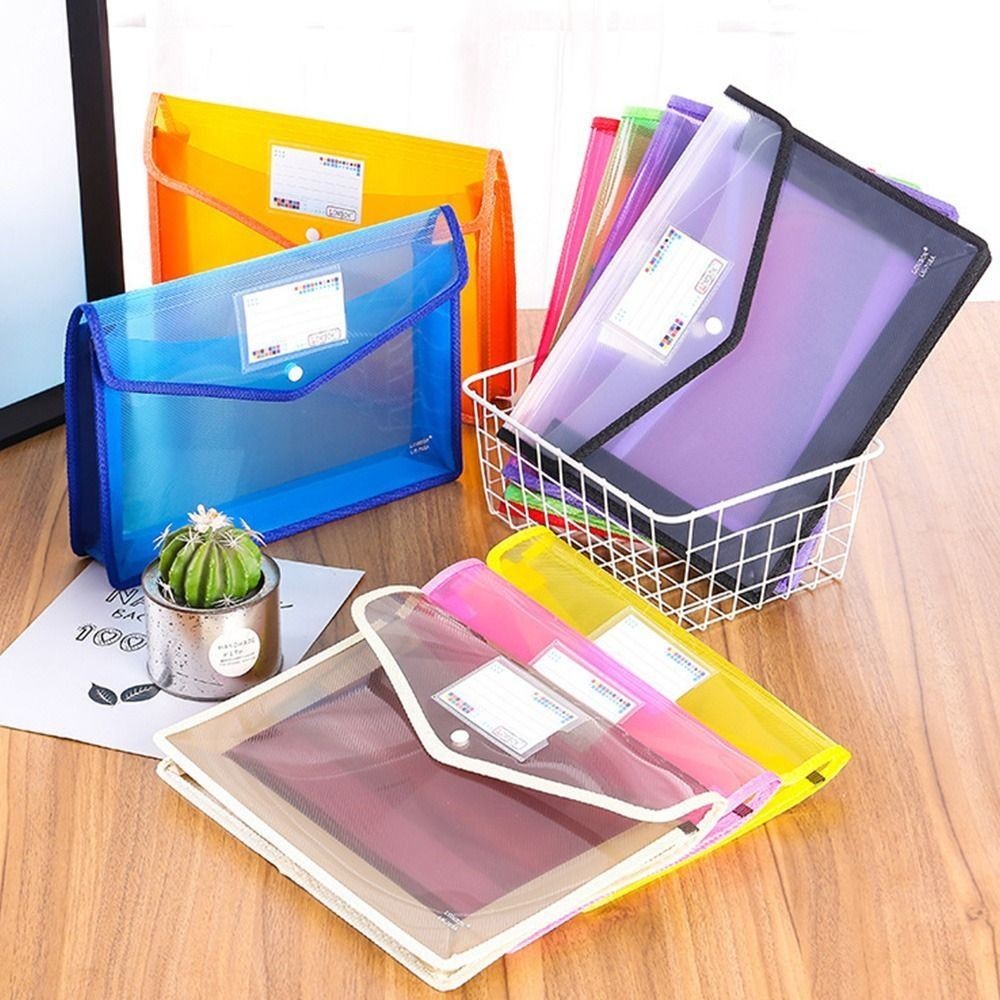 Jual A5 Plastic File Folders Large Capacity Office Document Bag Pou ...