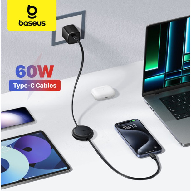 Jual BASEUS FREE2PULL KABEL DATA 60W MINI RETRACTABLE CABLE USB-C TO USB-C | Shopee Indonesia