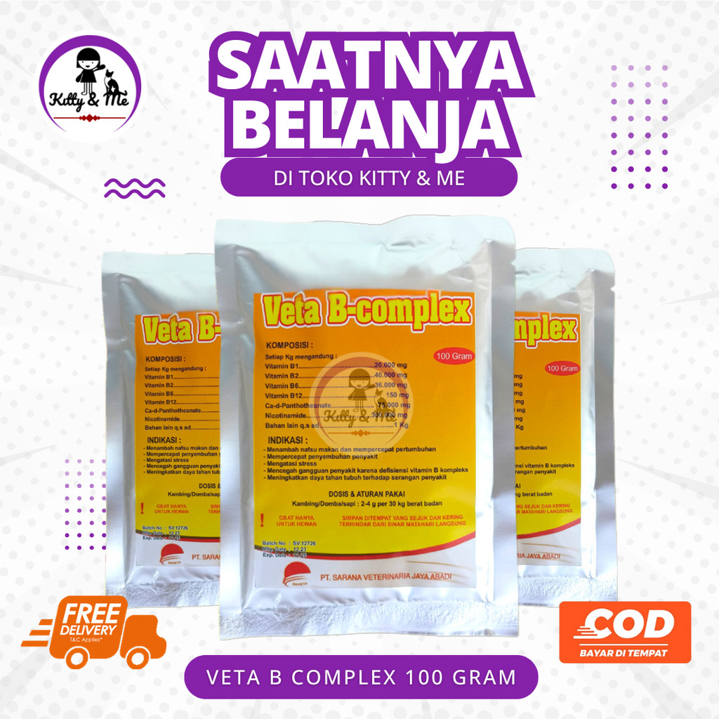 Jual VETA B COMPLEX 100 GRAM - Vitamin B Komplek Hewan Penambah Nafsu ...