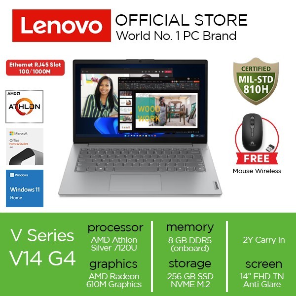 Jual Lenovo V14 G4 AMN Athlon Silver 7120U 8GB 256GB W11 OHS | Shopee ...