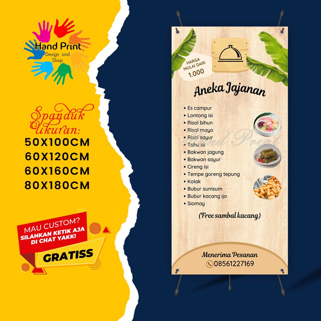 Jual Cetak Spanduk Banner Daftar Menu Aneka Jajanan MMT Spanduk Custom ...