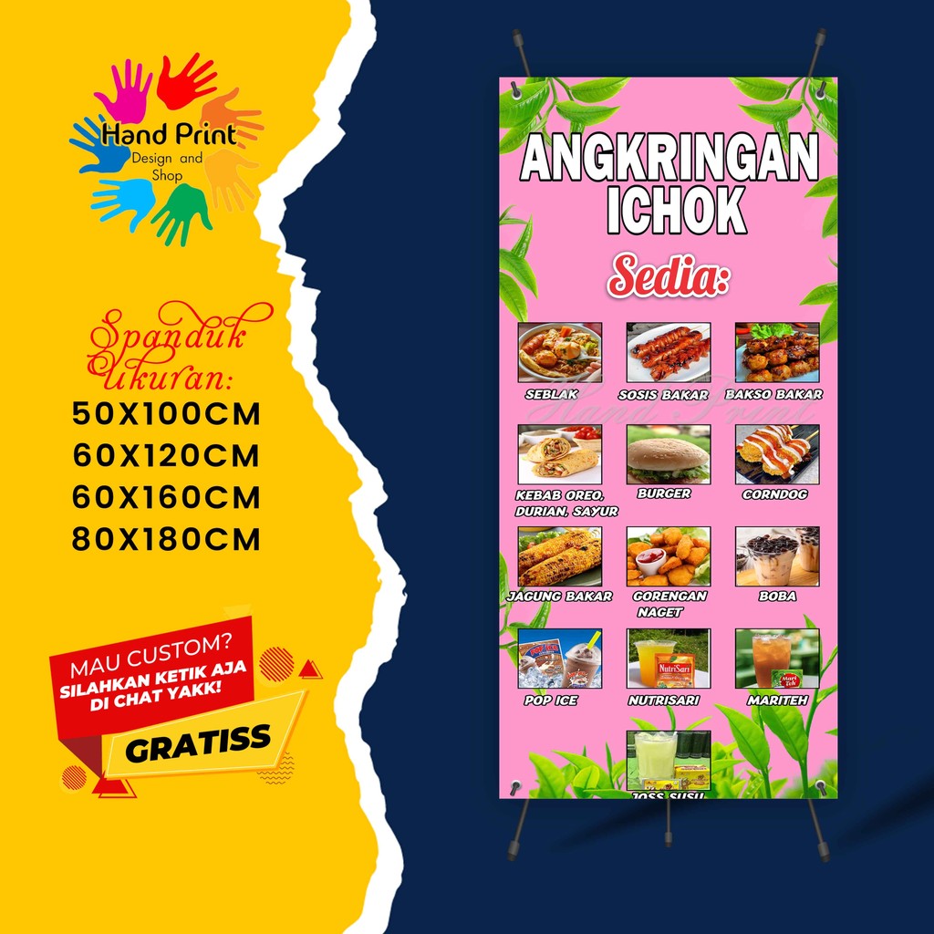 Jual Cetak Spanduk Banner Angkringan Pink MMT Spanduk Custom 60x160 ...