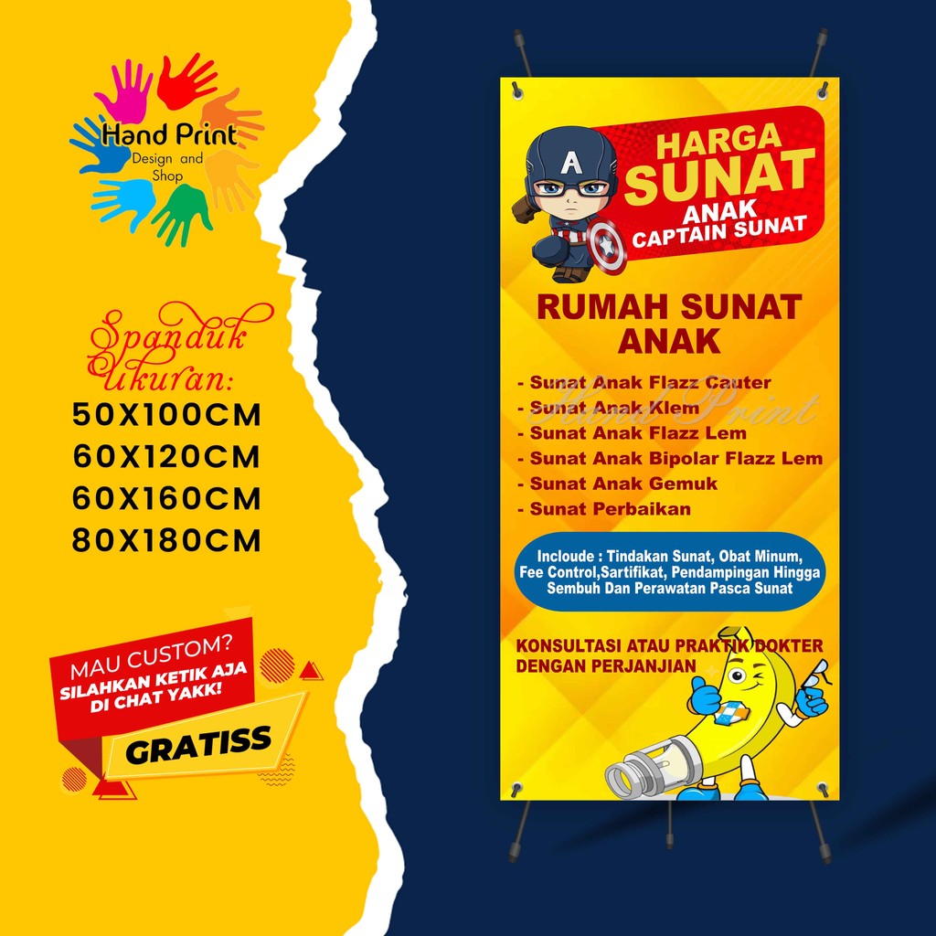 Jual Cetak Spanduk Banner Rumah Sunat Kuning MMT Spanduk Custom 60x160 ...