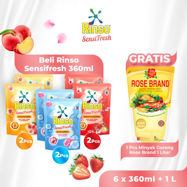 Jual Buy 6 Rinso Sensifresh ( 2 Korean Strawberry, 2 Micellar Soft, 2 ...