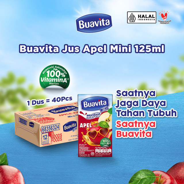 Jual Buavita Mini Juice Apel 125ml (Isi 40) | Shopee Indonesia