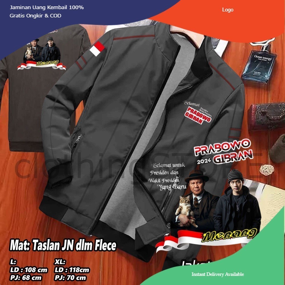 Jual JAKET PRABOWO GIBRAN MENANG 2024 TERBARU / JAKET PARASUT PRAGIB ...