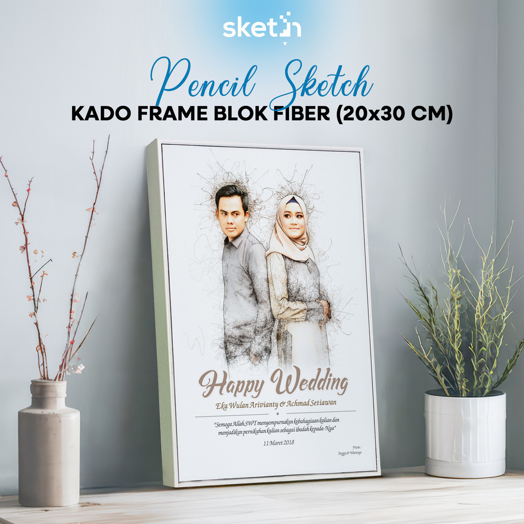 Jual Kado Custom Sketsa Pensil Wajah Frame Blok Fiber 10R 20x30 cm ...