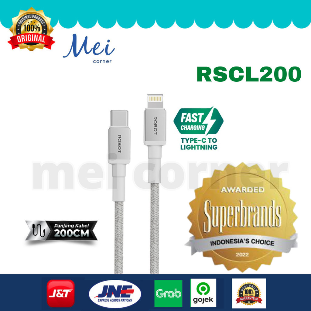 Jual ROBOT RSCL200 Kabel Data Type-C To Lightning 2 Meter (MC) | Shopee ...
