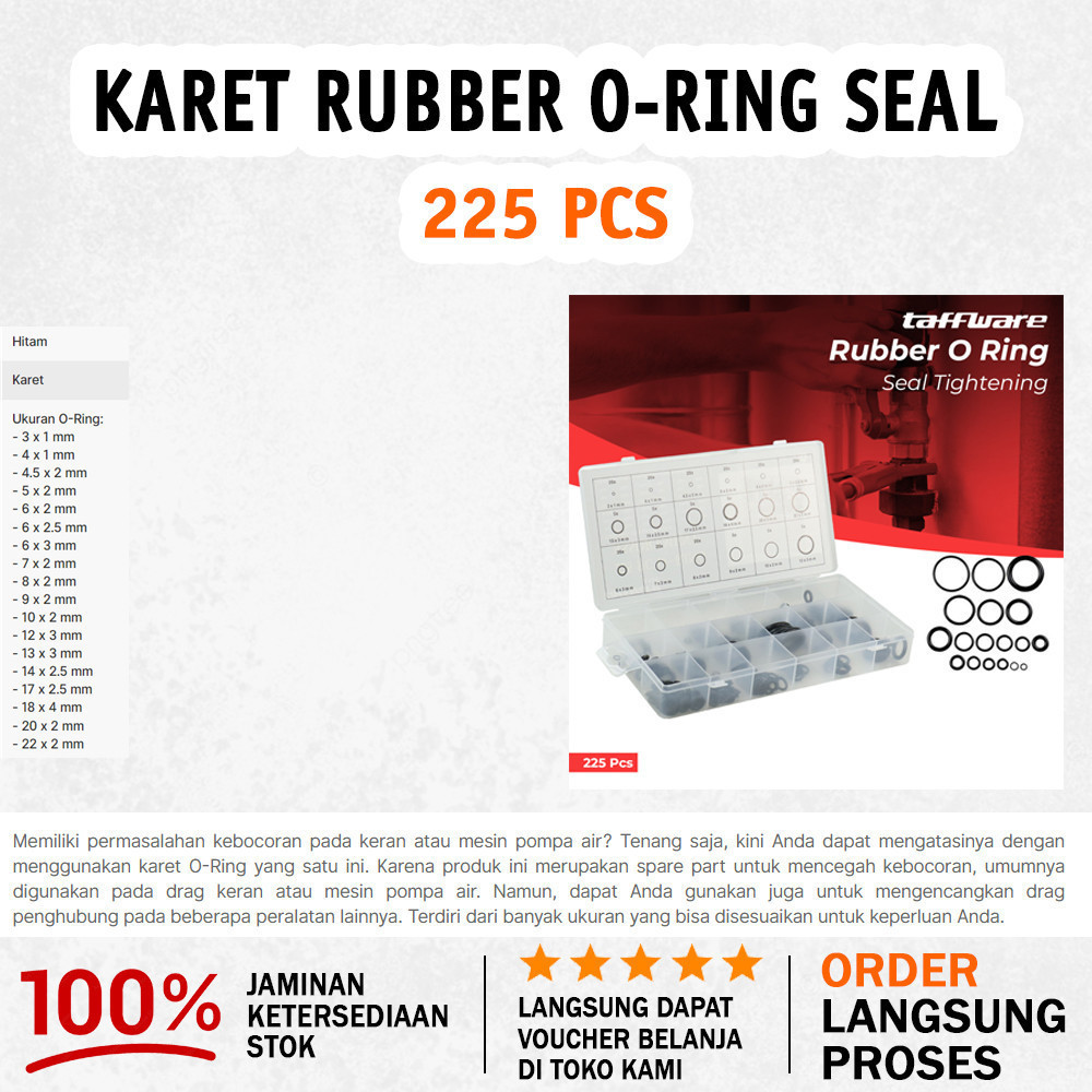 Jual O Ring/Seal | Karet Rubber Berbagai Ukuran Tightening 225 PCS - Black | Shopee Indonesia