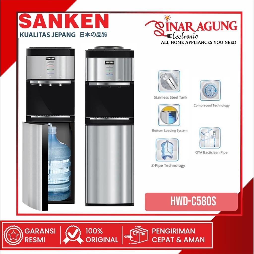 Jual DISPENSER GALON BAWAH HWDC580S / HWDC580 (STAINLESS / KOMPRESOR ...