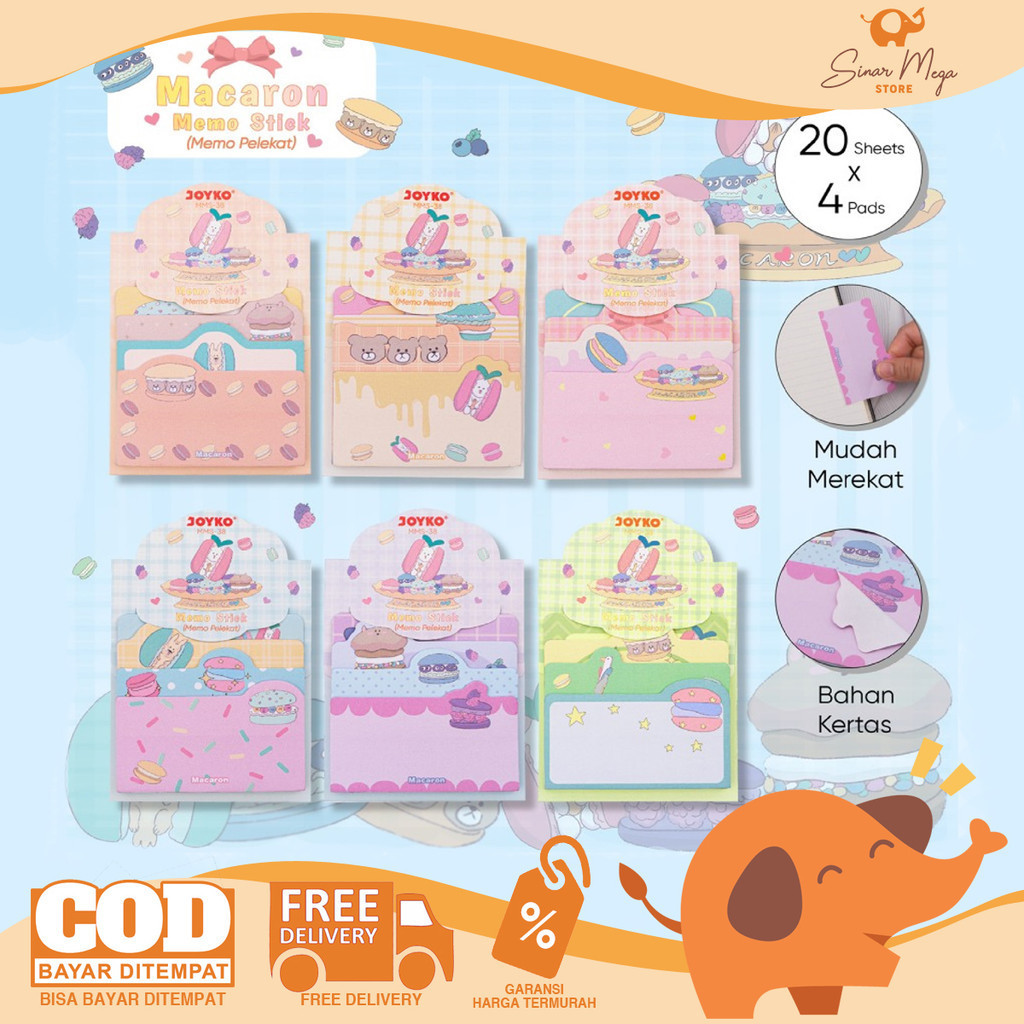 Jual Joyko Memo Stick MMS-38 Sticky Notes Macaron Series Kertas Memo ...