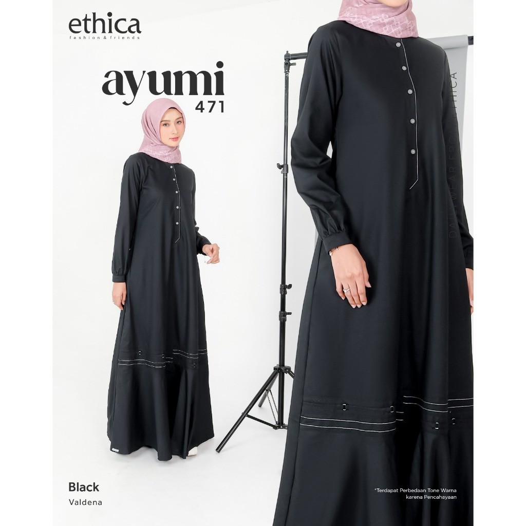 Jual Ethica Ayumi 471 / Gamis Hitam / Gamis Hitam Premium /Gamis Hitam ...