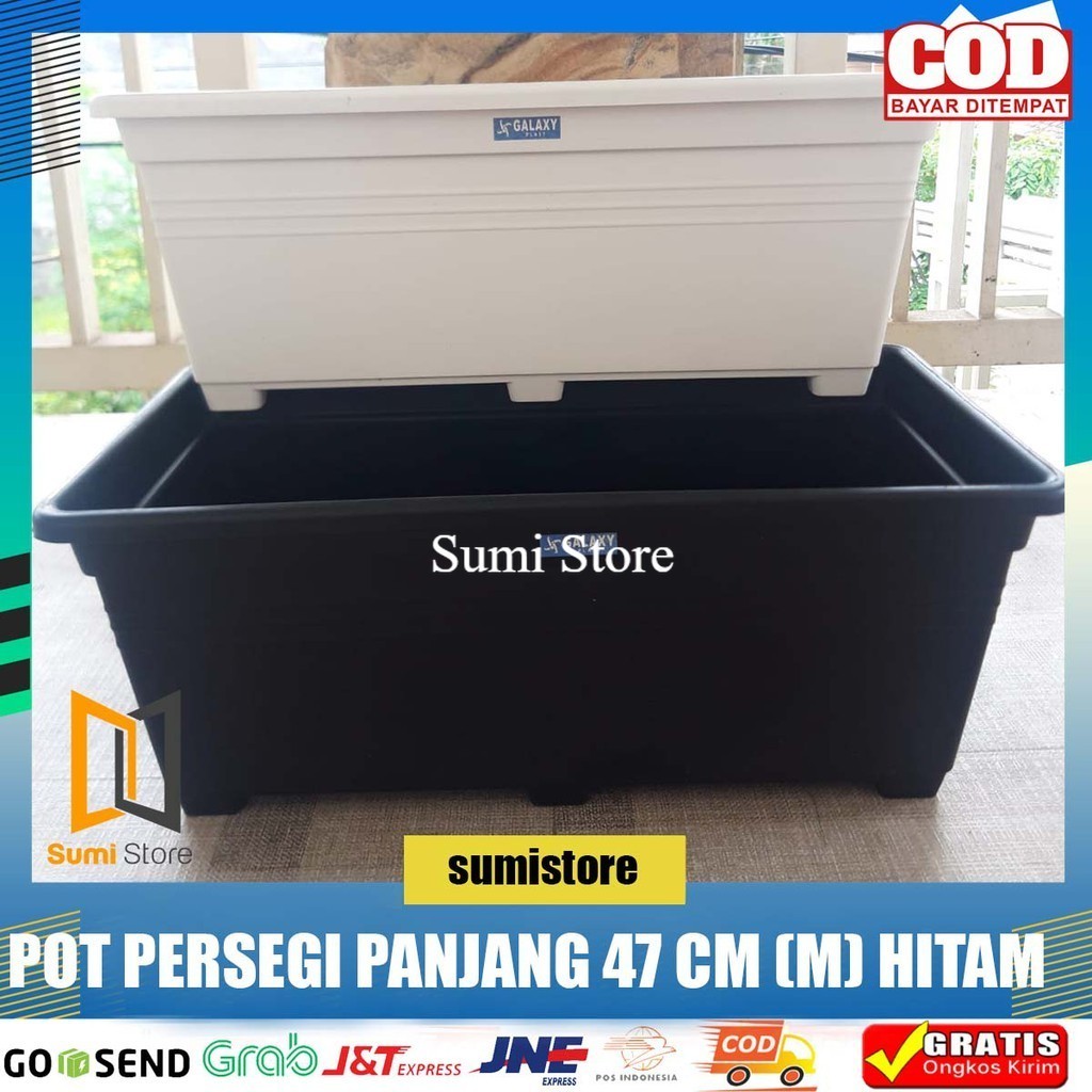 Jual Pot Persegi Panjang Galaxy M Hitam/ Pot segi panjang besar 47 cm ...