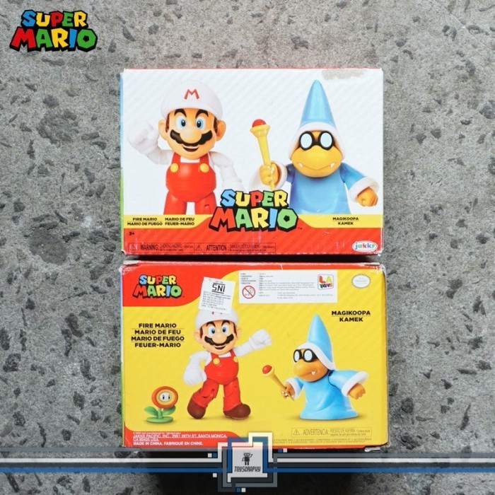 Jual Super Mario 2 Pack Fire Mario and Magikoopa 4" Action Figure ...