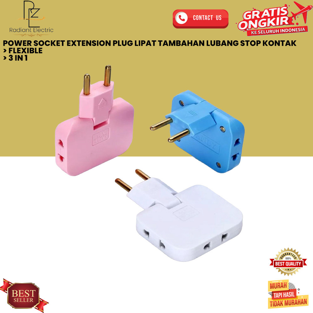 Jual POWER SOCKET EXTENSION PLUG LIPAT TAMBAHAN LUBANG STOP KONTAK [RE ...