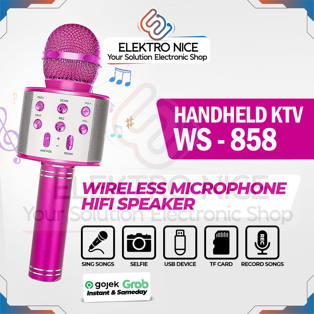 Jual MIC KARAOKE BLUETOOTH Microphone Karaoke Bluetooth WS-858 Speaker SUARA JERNIH - BODY ...