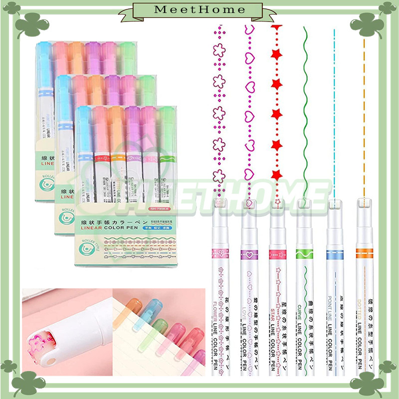 Jual Spidol Garis Motif Lucu 1 Set 6 Pcs/ Spidol Garis Line Marker ...