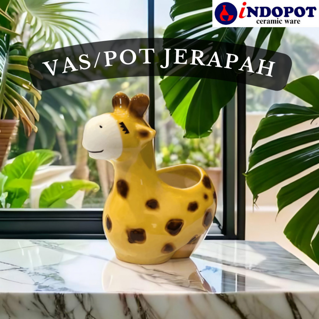 Jual INDOVAS- Terlaris Vas Pot Bunga Keramik Model Hewan Jerapah untuk ...