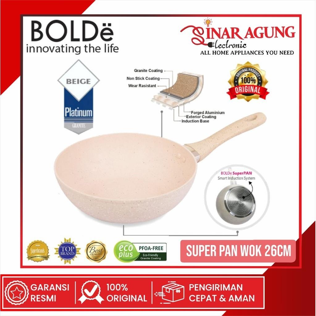 Jual [COD] ALAT MASAK / COOKWARE BOLDE WOK PAN 26CM GRANITE BEIGE 100% ...