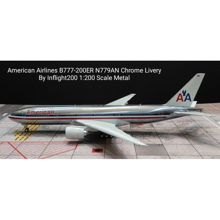 Jual DIECAST PESAWAT TERBANG American Airlines B777-200ER N779AN Chrome Livery By Inflight200 ...