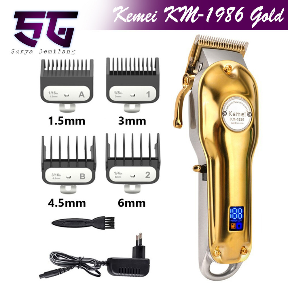 Jual Alat Cukur Rambut Kemei KM-1986 GOLD Hair Clipper Mesin Potong Rambut Cukuran Cas | Shopee ...