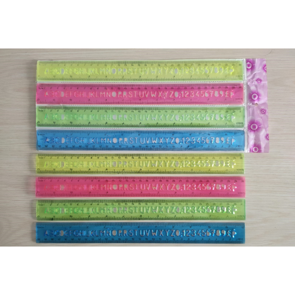 Jual Penggaris / Garisan 30cm Alfabet ABC Angka 123 (4pc) | Shopee ...
