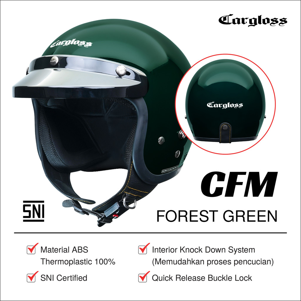 Jual Cargloss CFM Retro Helm Half Face - Forest Green | Shopee Indonesia