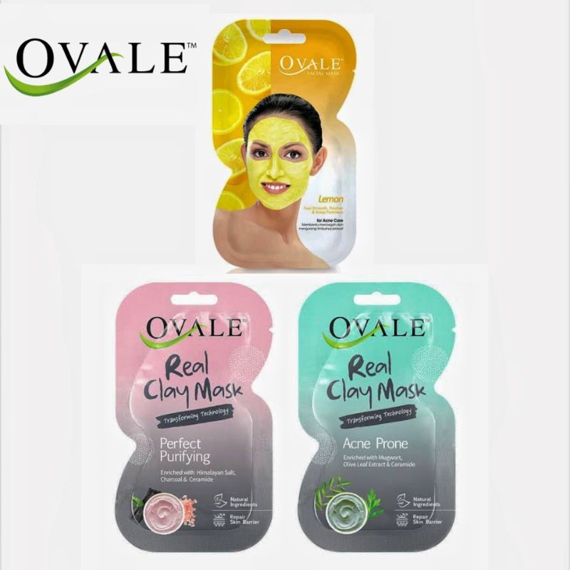 Jual OVALE masker wajah|Real clay mask|Facial mask Lemon|Acne prone ...