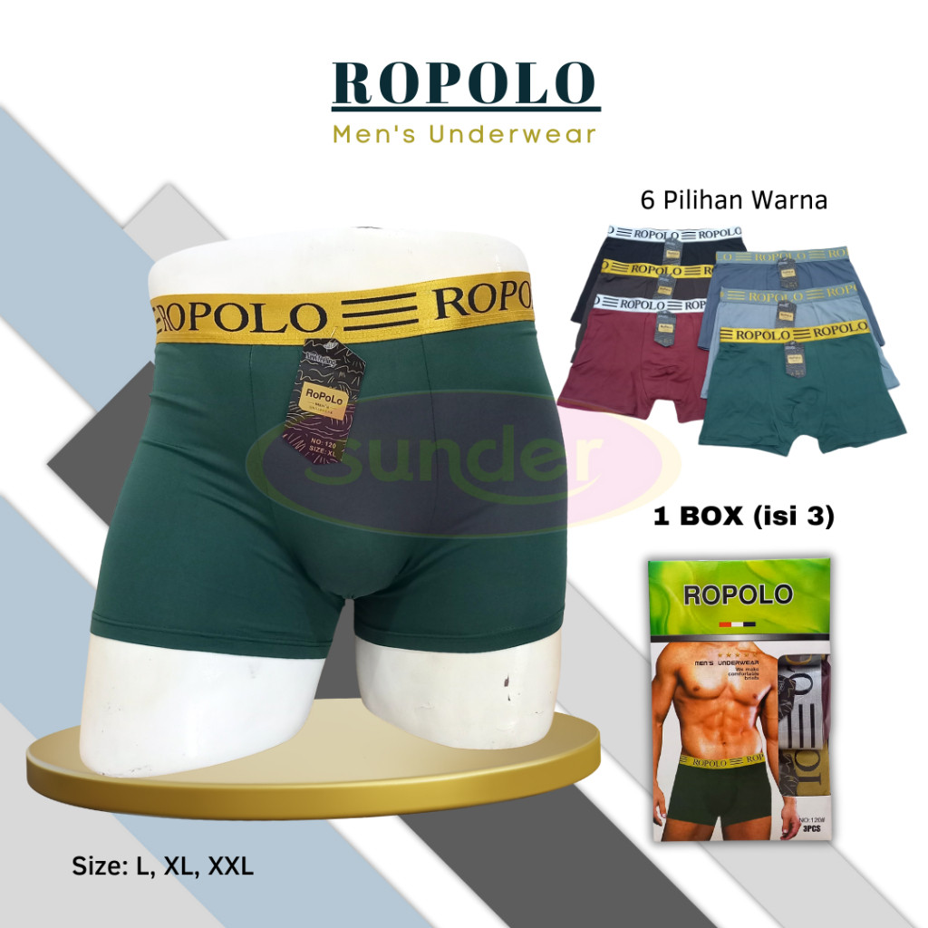 Jual Grosir 6pcs BOXER ROPOLO, Celana Dalam Pria Boxer, CD BOXER PRIA ...