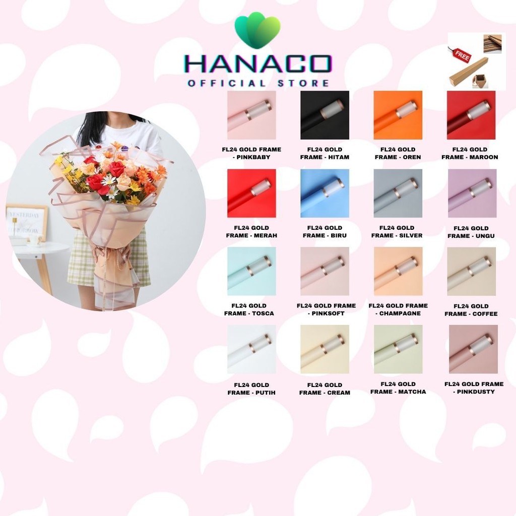 Jual HANACO - (5 LEMBAR) - FL24 GOLD FRAME Kertas Bunga Paper Buket ...