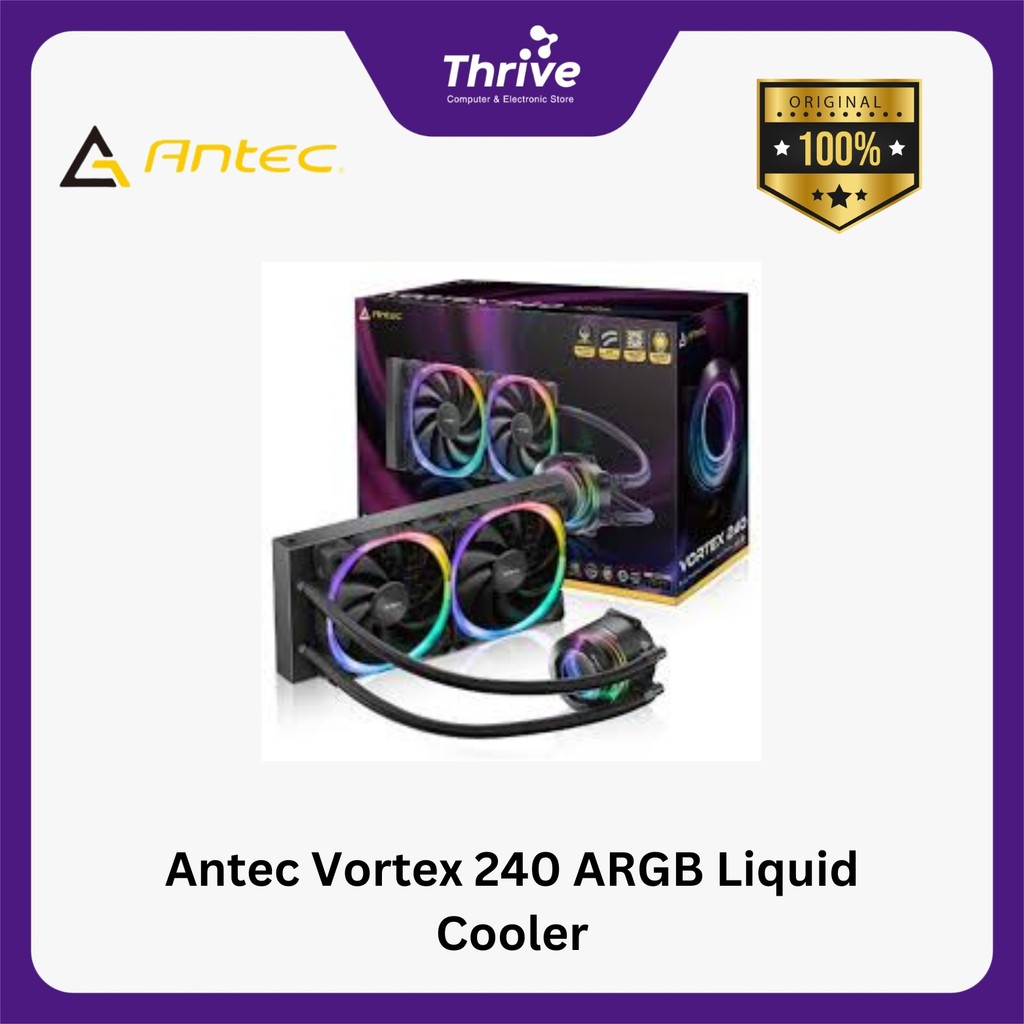 Jual Antec Vortex 240 ARGB Liquid Cooler - Suspended Spiral Pump Head Design - 2x Fusion 120 PWM ...