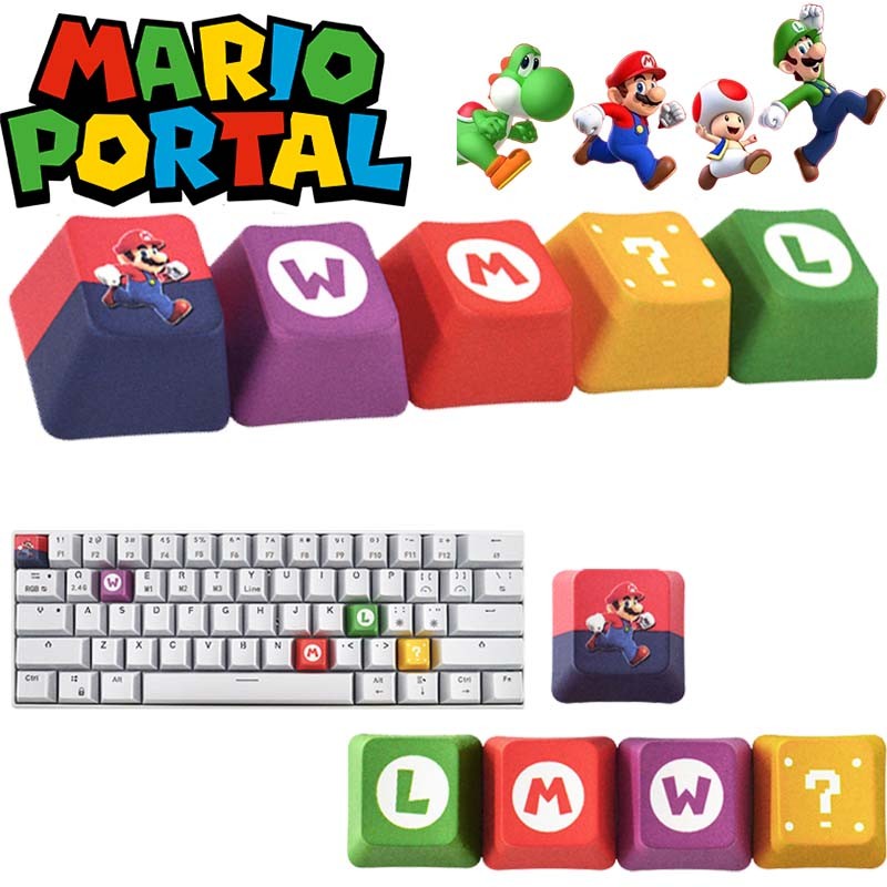 Jual 5pcs Super Mario Mechanical Keyboard Keycaps Anime Retro Game ...