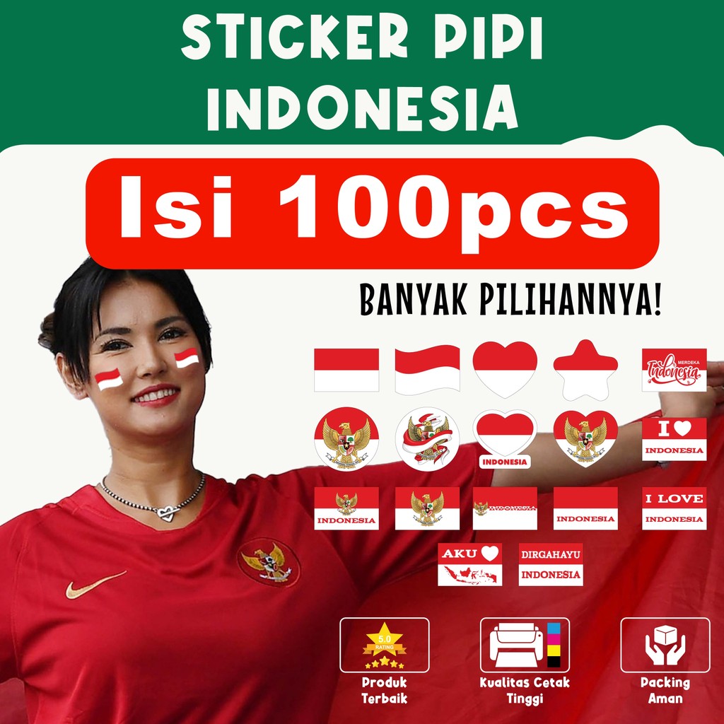 Jual Sticker Bendera Pipi INDONESIA isi 100pcs Kemerdekaan 17 Agustus ...