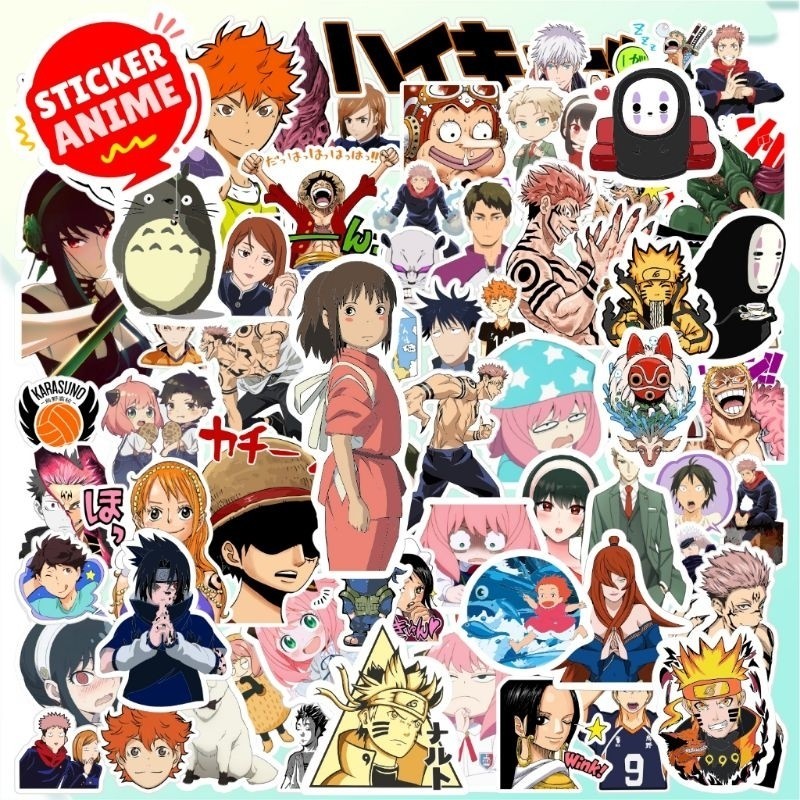 Jual 50 Pcs Sticker Pack Anime One Piece Ghibli Totoru Jujutsu Kaiten ...