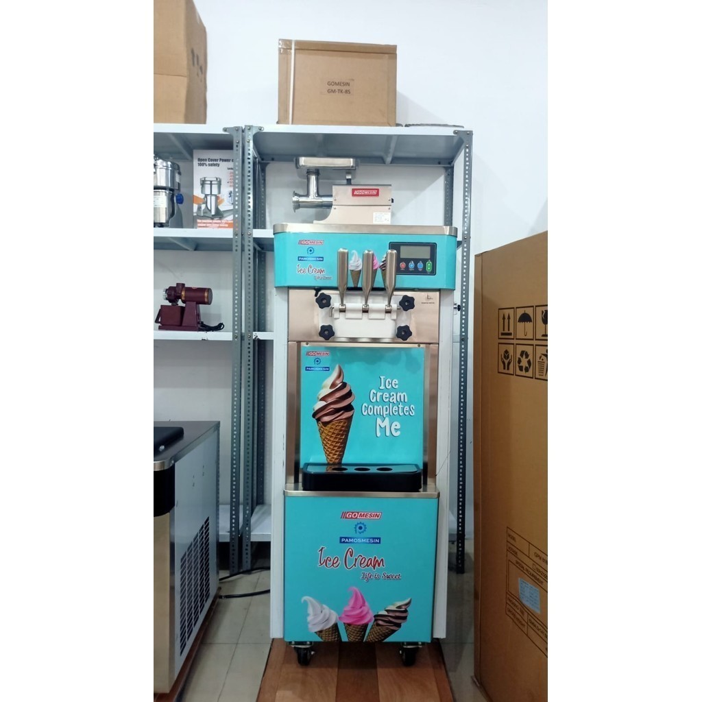 Jual Mesin Pembuat Es Krim 3 Kran / Tuas Soft Ice Cream GPM-818F GOMESIN | Shopee Indonesia