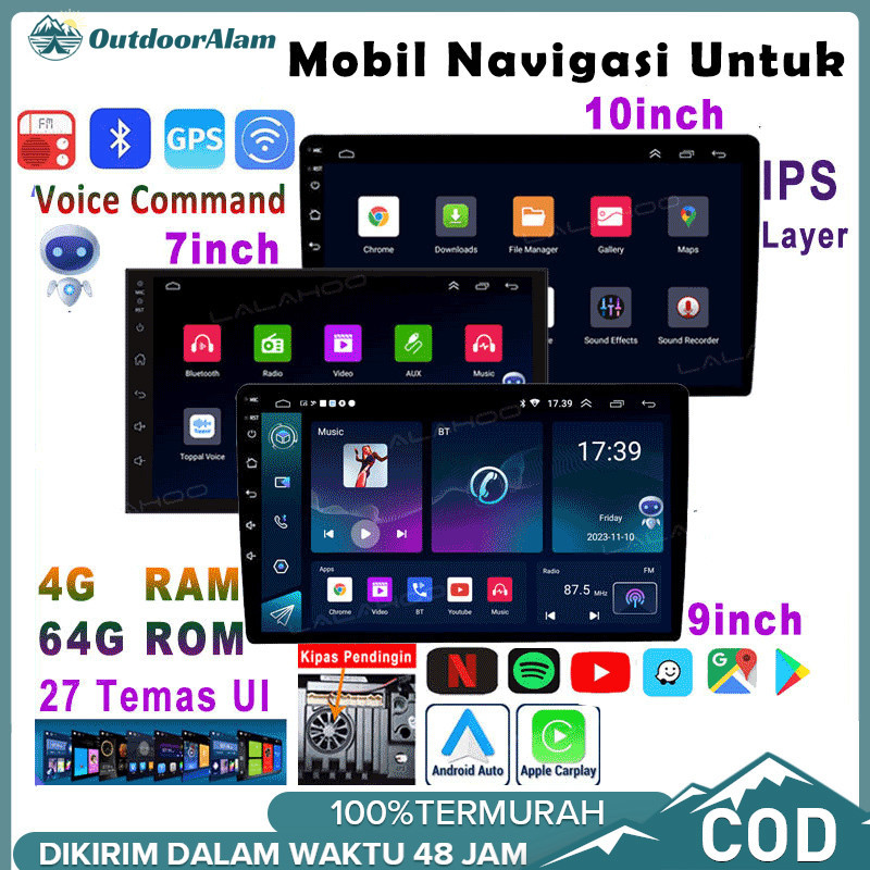 Jual Head Unit 7/9/10 Inch IPS Layer Mobil Navigasi Untuk TOYOTA Daihatsu Mitsubishi HONDA ...