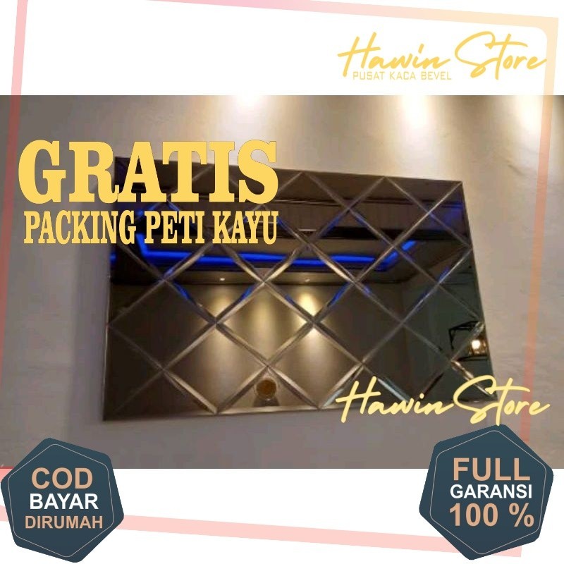 Jual 51 x 181 cm Cermin BRONZE 5mm Bevel 1cm Custom Wajik FREE PEREKAT ...