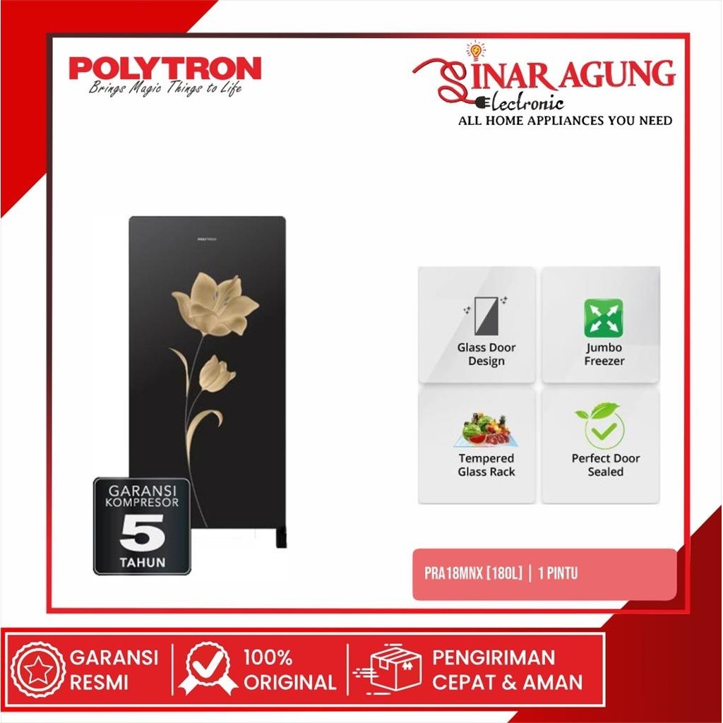 Jual POLYTRON PRA18MNX / PRA-18 MNX - KULKAS 1 PINTU/180L GARANSI RESMI ...