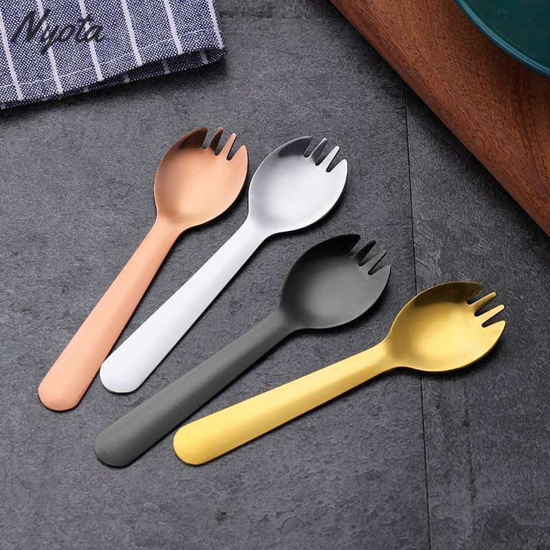 Jual Sendok Garpu Mini 2 in 1 Stainless Steel | Spork Dessert Kue Lucu ...