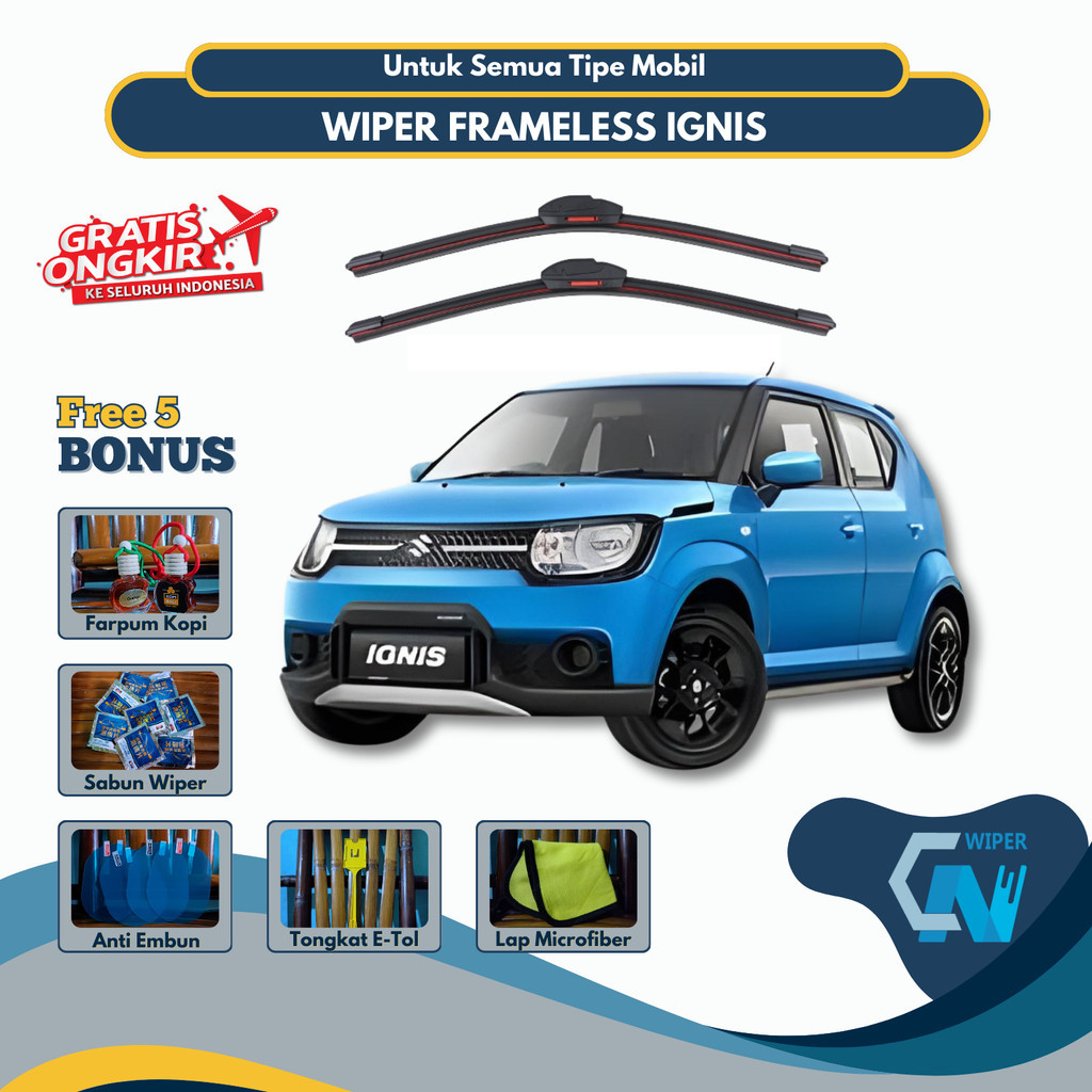 Jual [Free 5 Bonus] Wiper Frameless Suzuki Ignis 1 set (Kiri & Kanan ...