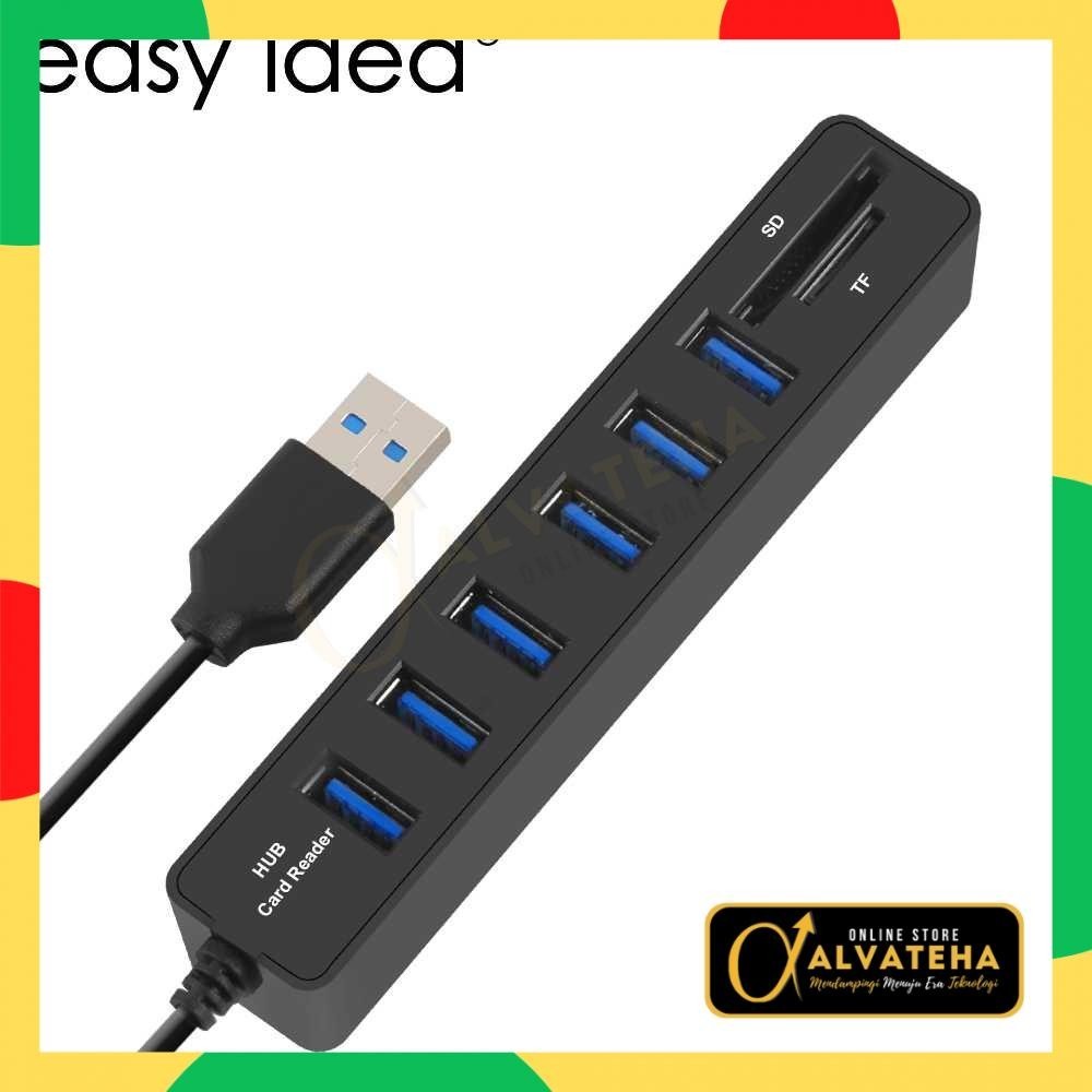 Jual USB Hub 2 in 1 Combo Card Reader SD Card 6 Port | Shopee Indonesia