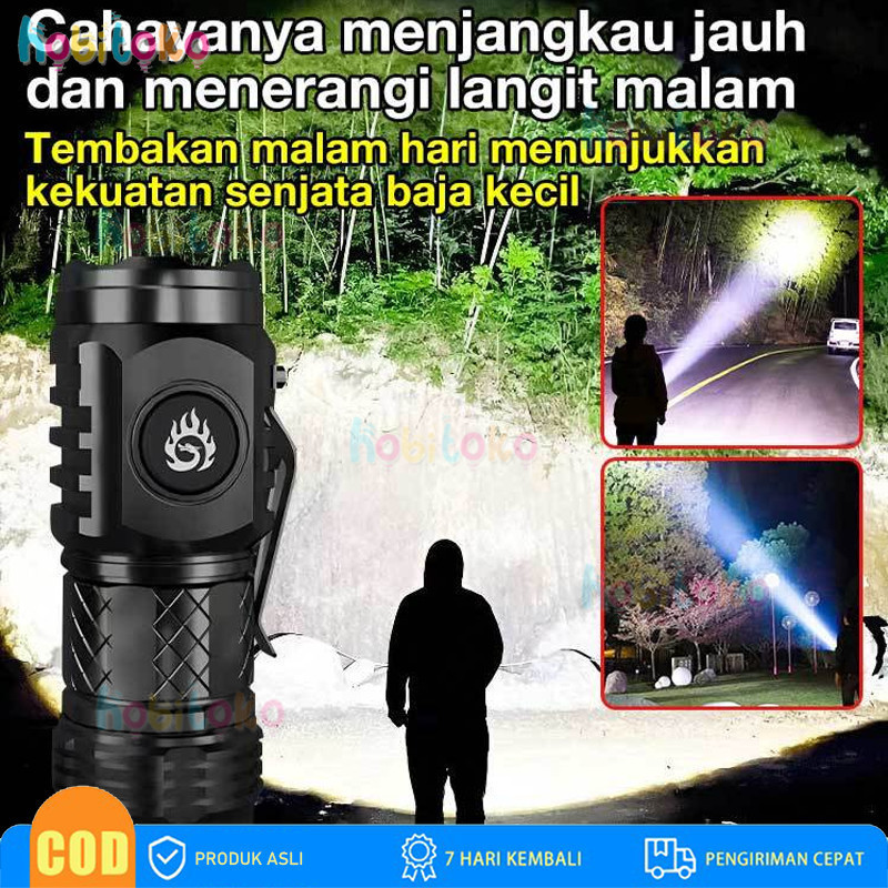 Jual Senter Mini LED Super Terang Monster Bermata Tiga (Kotak Warna + Kabel Data + Baterai 500 ...