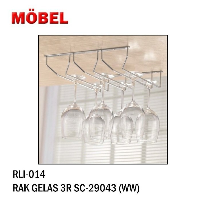 Jual Rak Gantung Gelas Wine Gantungan Gelas SS Stainless Steel 3 Jalur | Shopee Indonesia