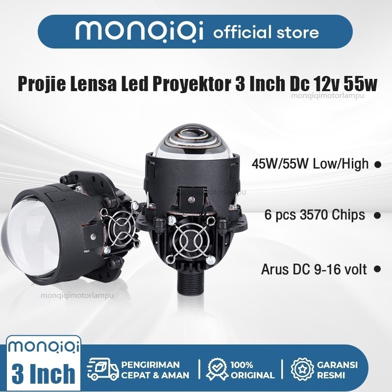 Jual Monqiqi 3 INCH DC 12V 55W PROJECTOR LED BLUE LENS PROJIE | Shopee Indonesia