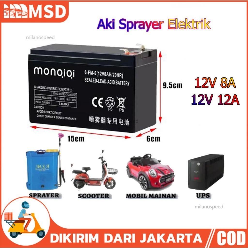 Jual Aki Kering Original 12V 12AH / Aki Sprayer Elektrik 12v 12ah / Aki Battery12V 8Ah / Aki ...