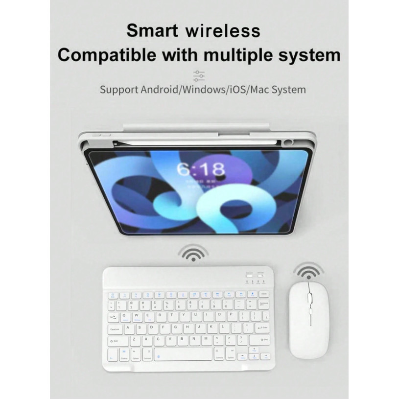 Jual 10-Inch Square Keys Wireless Bluetooth Mini Silent Keyboard Mouse ...